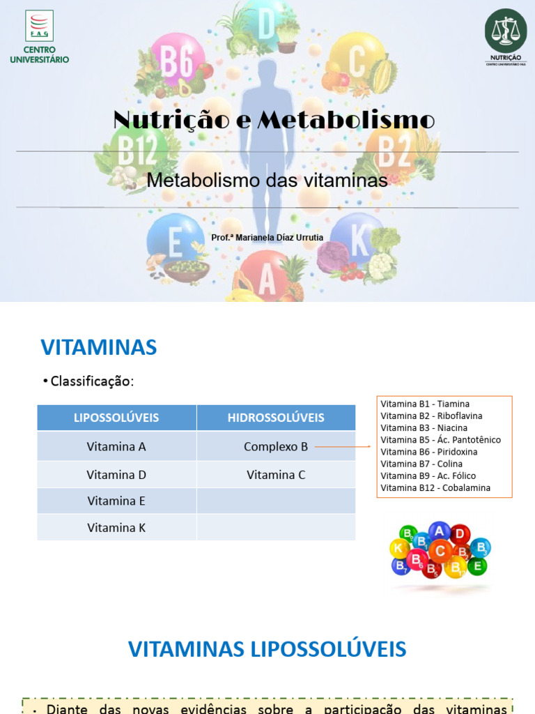 Metabolismo Das Vitaminas | PDF | Vitamina | Vitamina A