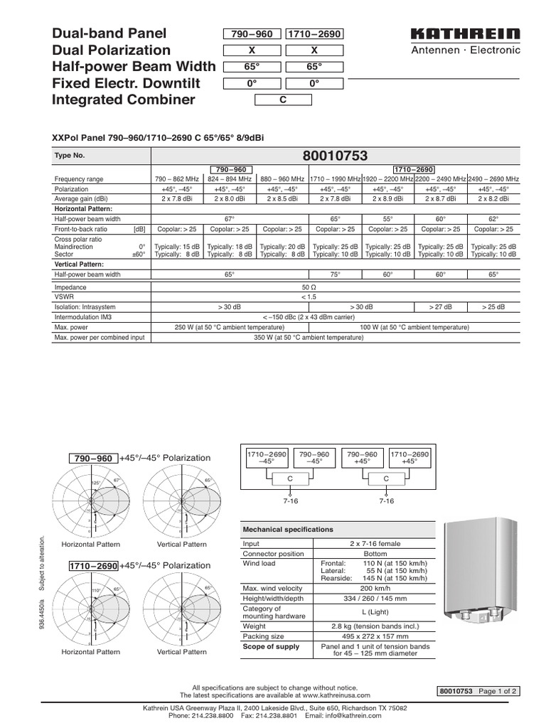 Dual-Band Panel Dual Polarization Half-Power Beam Width Fixed Electr ...
