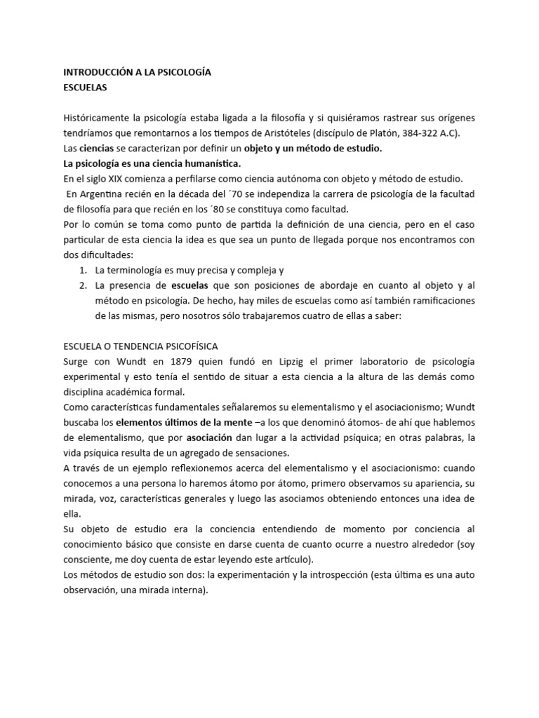 Introducciã - N A La Psicologã - A Diferentes Escuelas | PDF ... Introducciã - N A La Psicologã - A Diferentes Escuelas | PDF ...