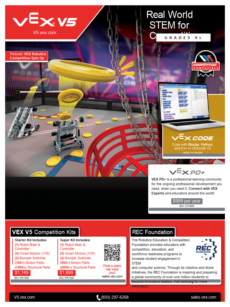 Real World STEM For Competition: VEX V5 Competition Kits | PDF | Science, Technology ...
