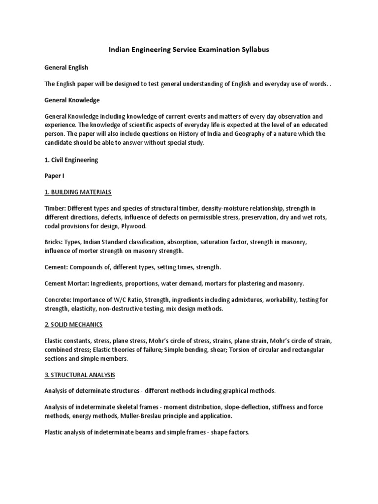 Indian Engineering Service Examination Syllabus | PDF | Electronic ...
