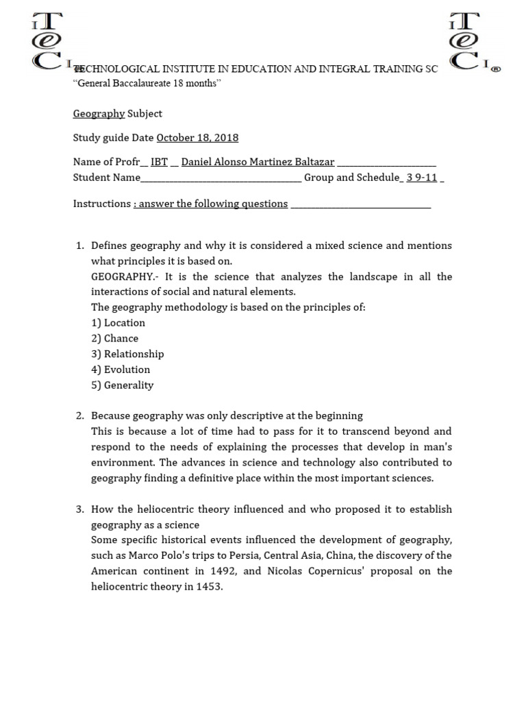 Geography Study Guide for Baccalaureate | PDF | Oceans | Geography