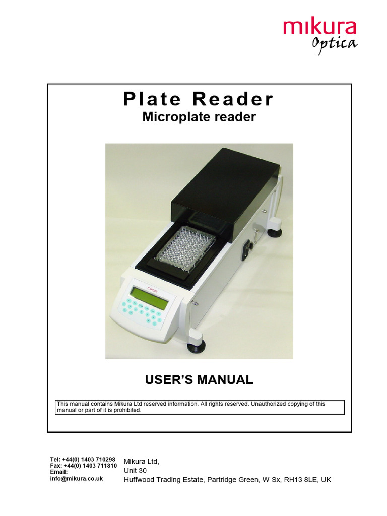 Mikura Microplate Reader Absorbance Optica Manual | PDF | Electromagnetic Compatibility ...