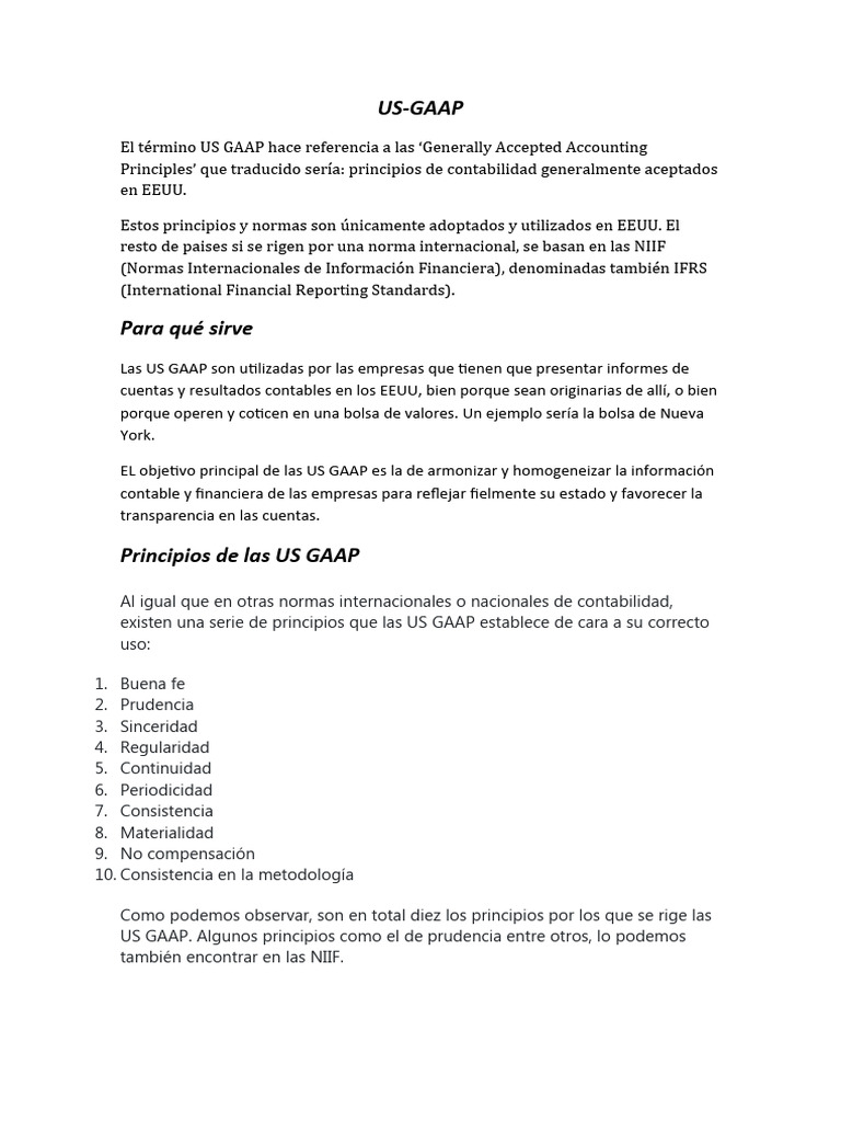 Principios y Regulación de US GAAP | PDF | Principios de contabilidad ...