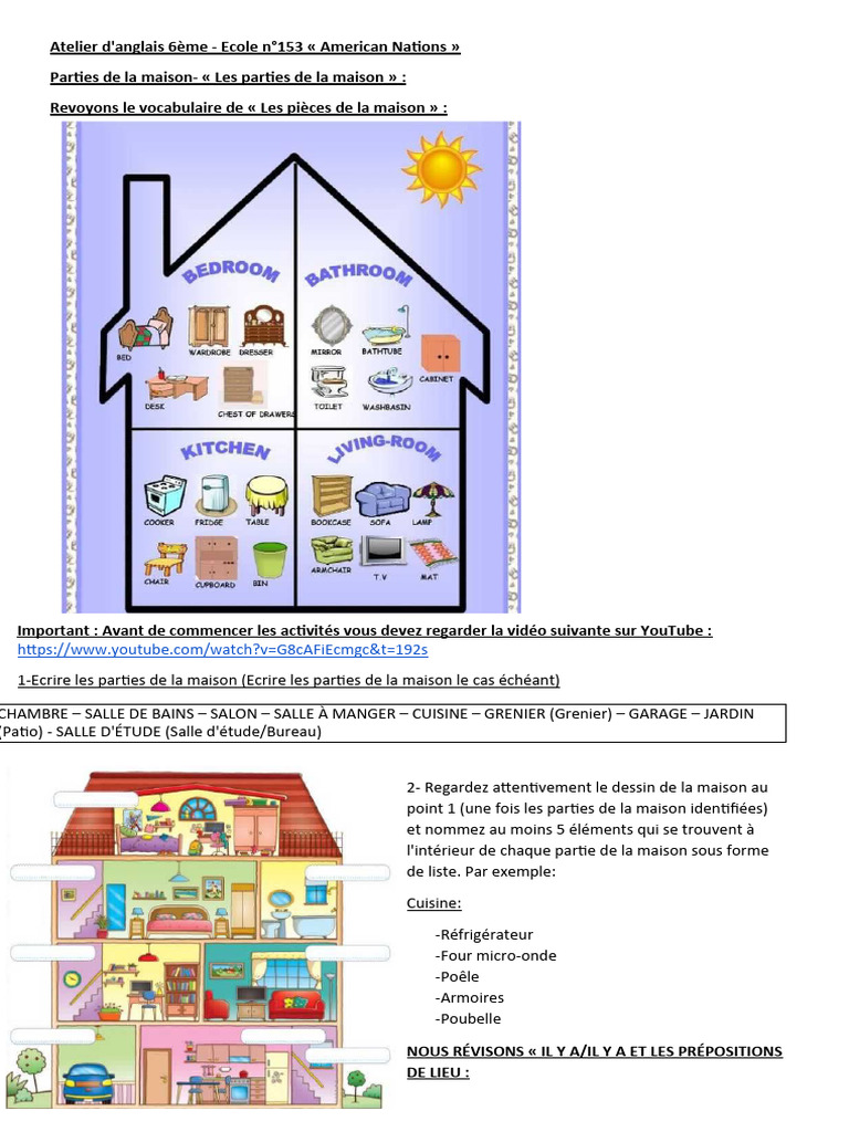 Vocabulaire des parties de la maison en anglais | PDF | Linguistique