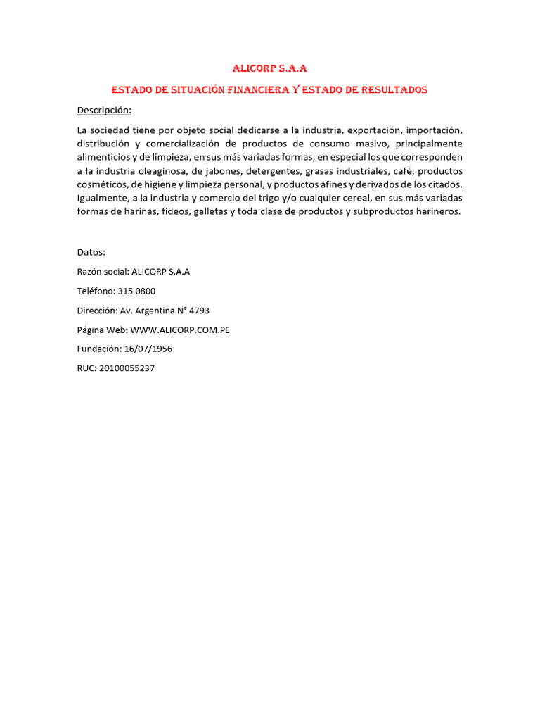 ALICORP Saaa | PDF | Economias