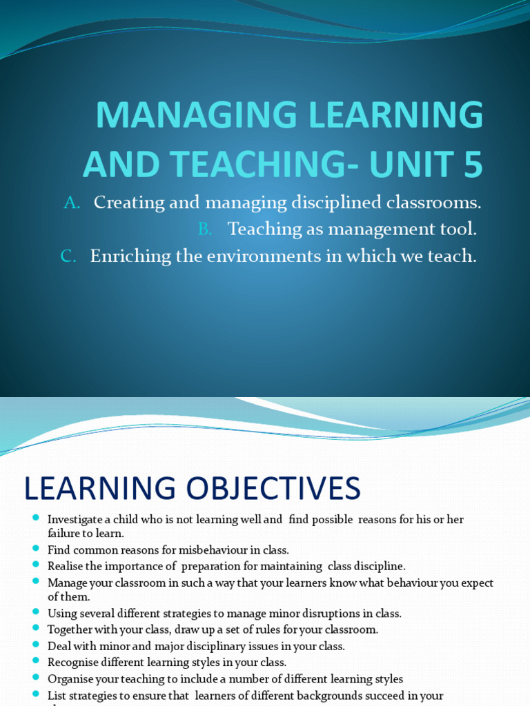 Unit 5 Managing Learning and Teaching | PDF | Learning | Disciplines