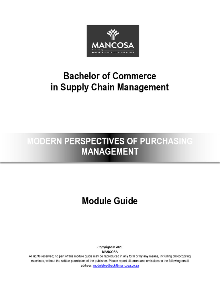 BCom SCM - Modern Perspectives of Purchasing Management | PDF ...