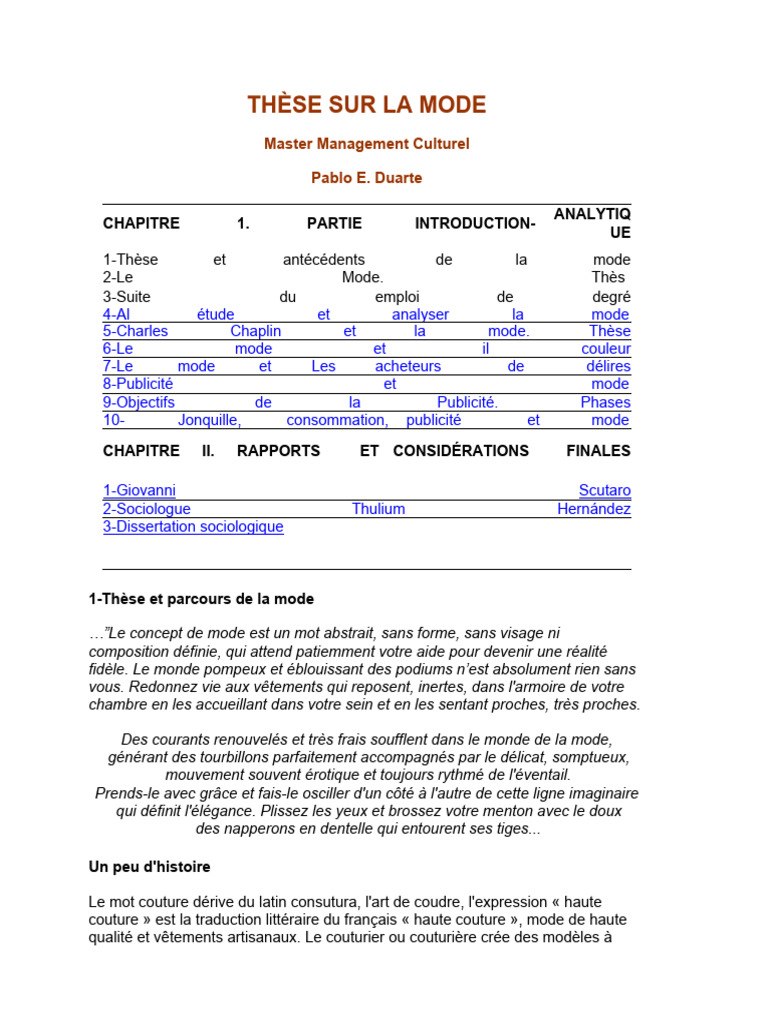 Thèse Sur La Mode | PDF | Mode | Chapeau