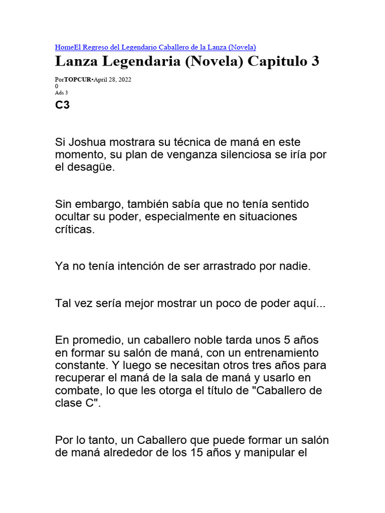 El Caballero Lanza invicto cap 4 | PDF