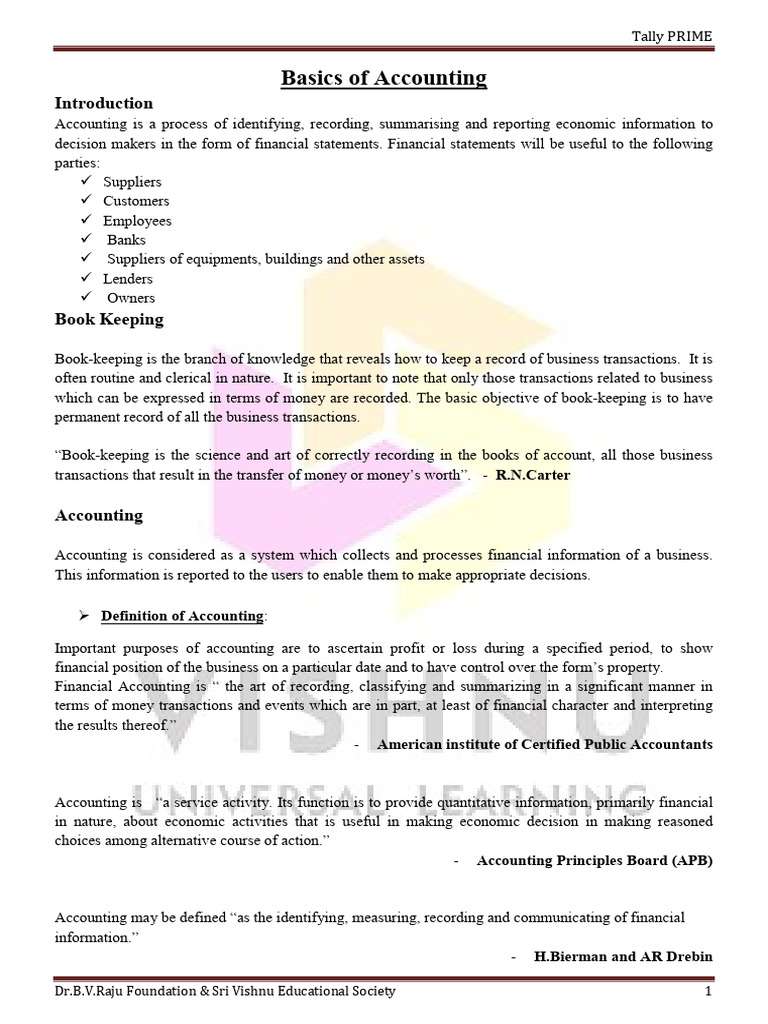 Basics of Accounting-1 | Download Free PDF | Debits And Credits | Bookkeeping