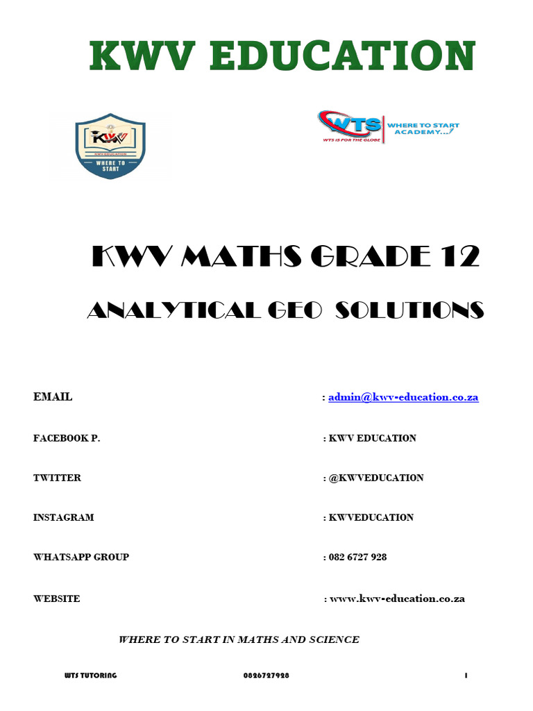 KWV Grade 12 Maths Solutions Guide | PDF