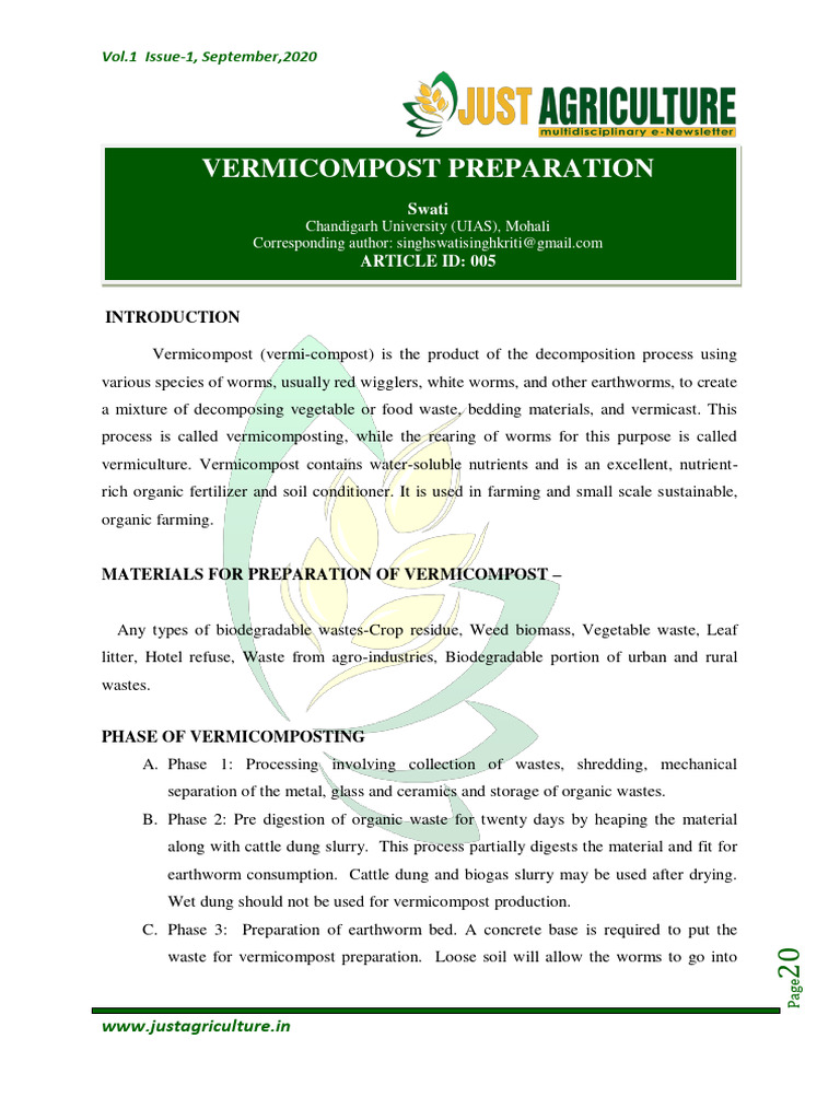 Vermicompost Prep. CU | PDF | Compost | Agriculture