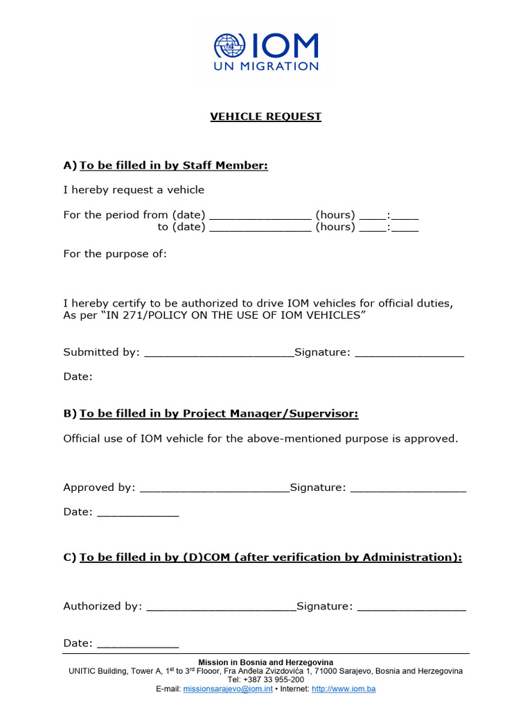 Vehicle Request Form | PDF | Finance & Money Management