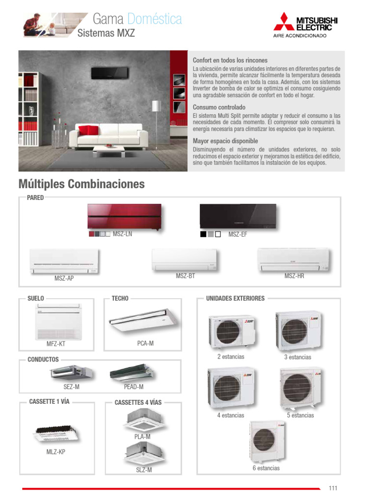 Mitsubishi Electric Combinaciones Multisplit | PDF | Química Física | Mecánica de Medios Continuos