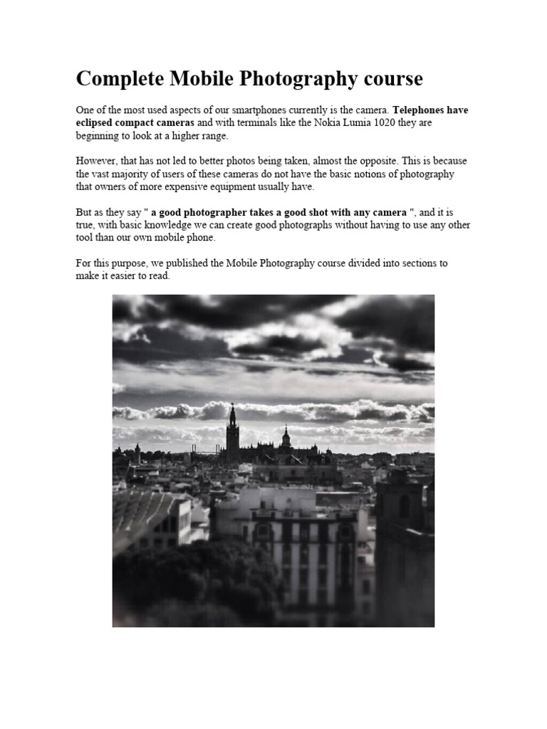 Complete Mobile Photography Course | PDF | Camera | Photograph