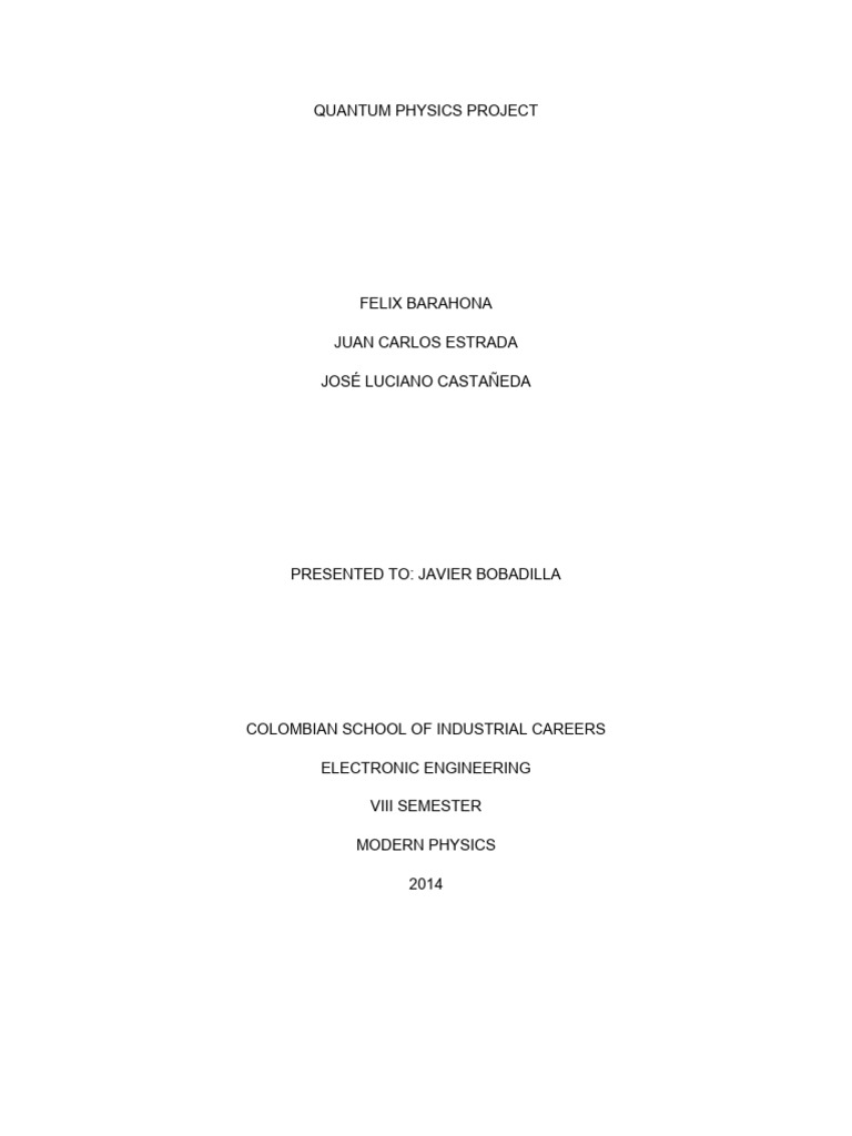 Quantum Physics Project | PDF | Quantum Mechanics | Physics