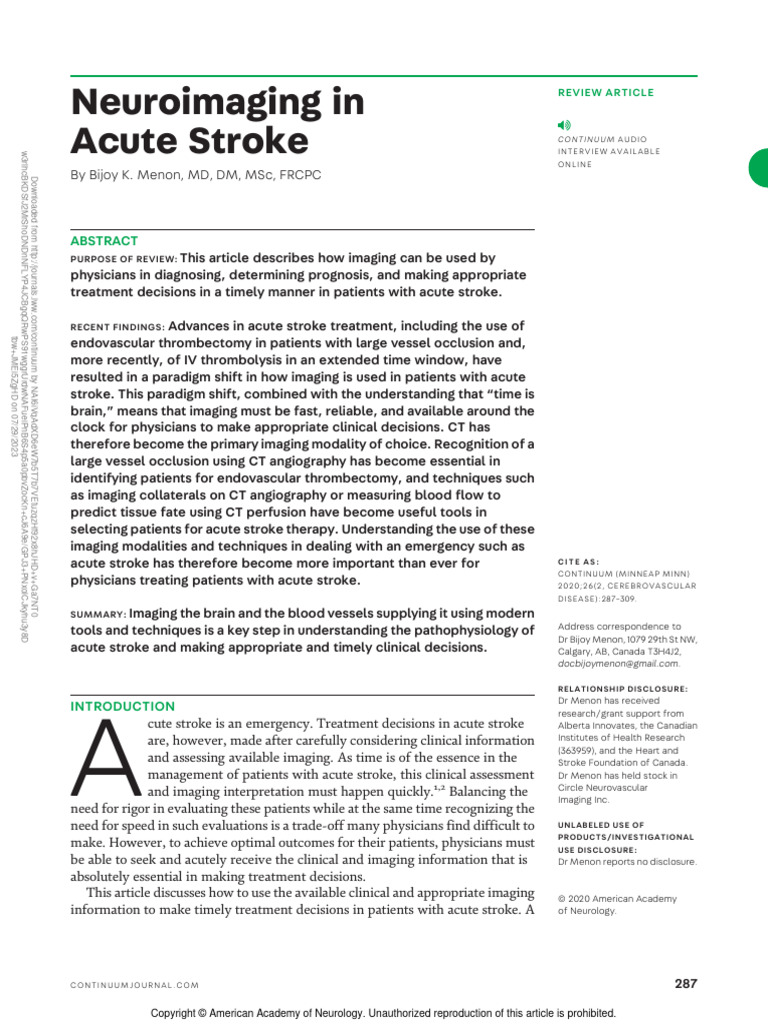 Neuroimaging In Acute Stroke 6 Pdf Stroke Medical Imaging