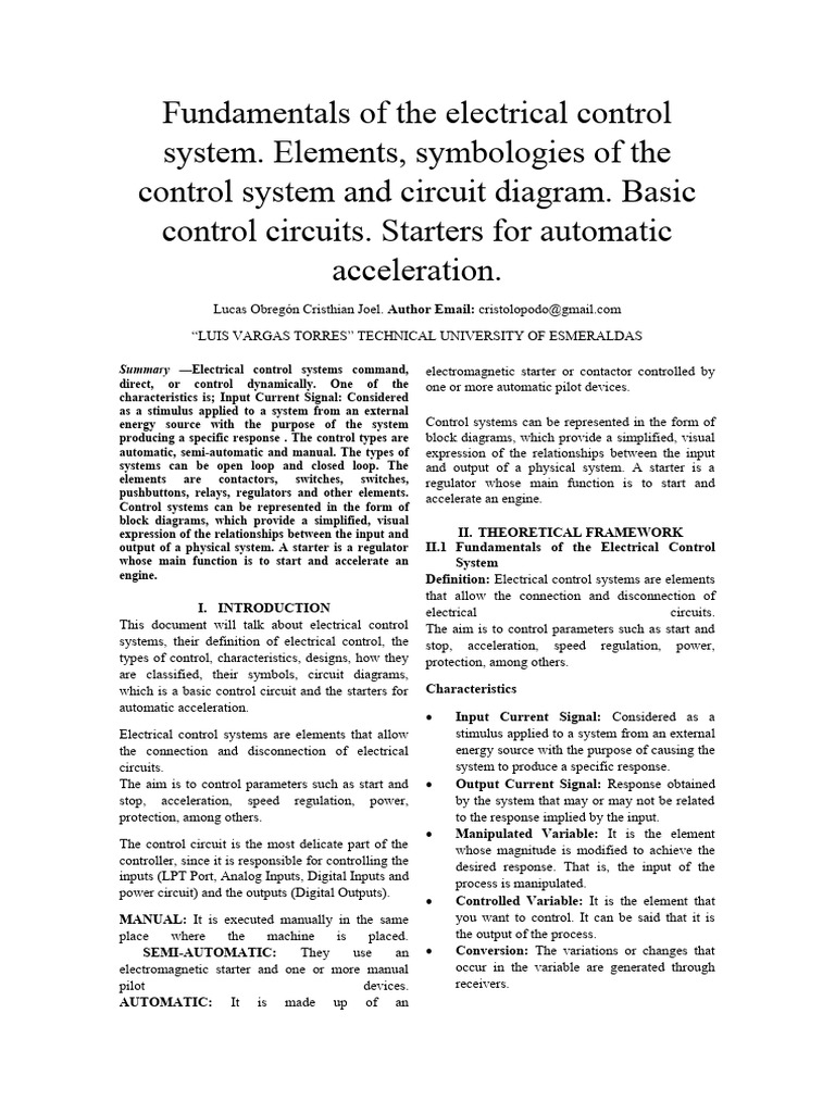 Fundamentals of Electrical Control System | PDF | Switch | Relay
