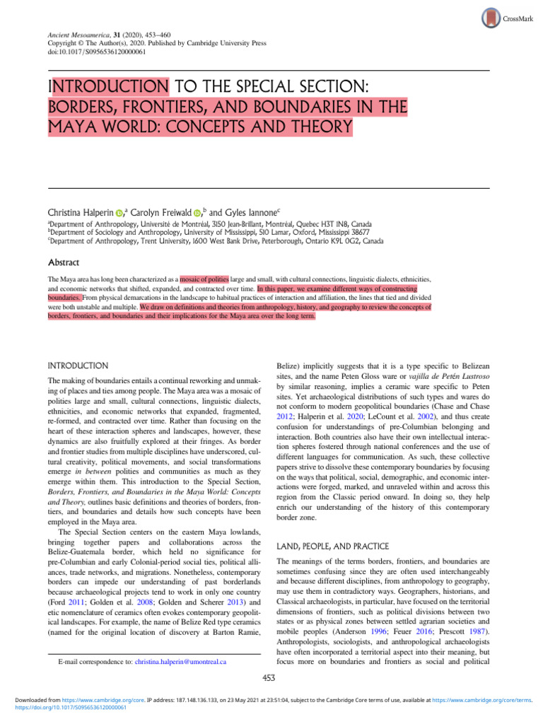 Halperin Et Al 2020 - Introduction To The Special Section, Borders ...
