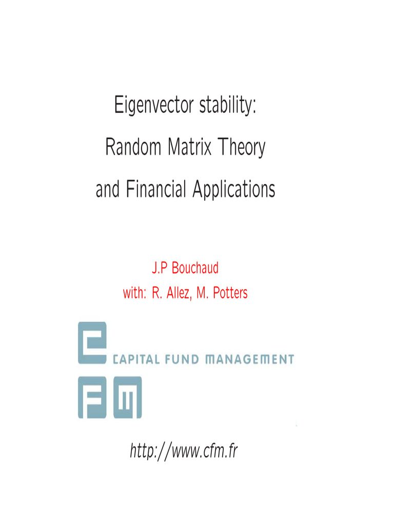 Jean Philippe Bouchaud | PDF | Modern Portfolio Theory | Linear Algebra