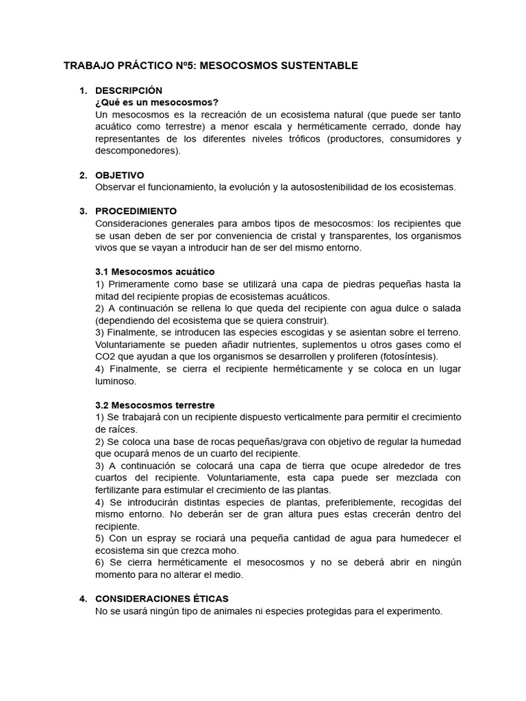 Práctica Mesocosmos | PDF | Ecosistema | Plantas