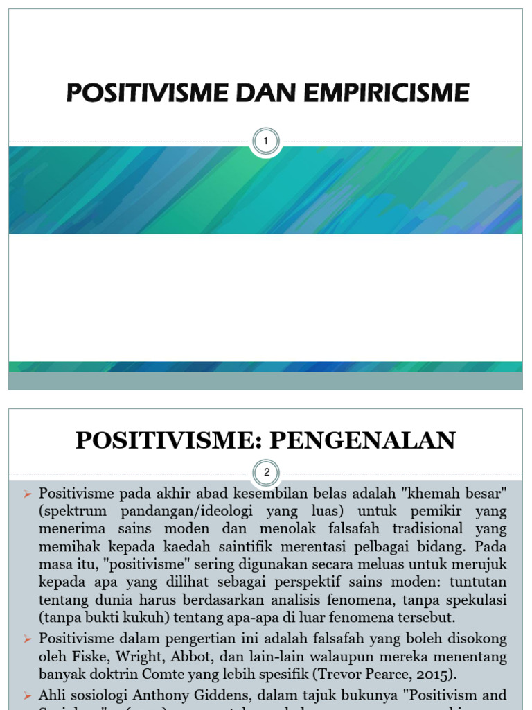 Kuliah 7 Positivisme Dan Empiricisme | PDF