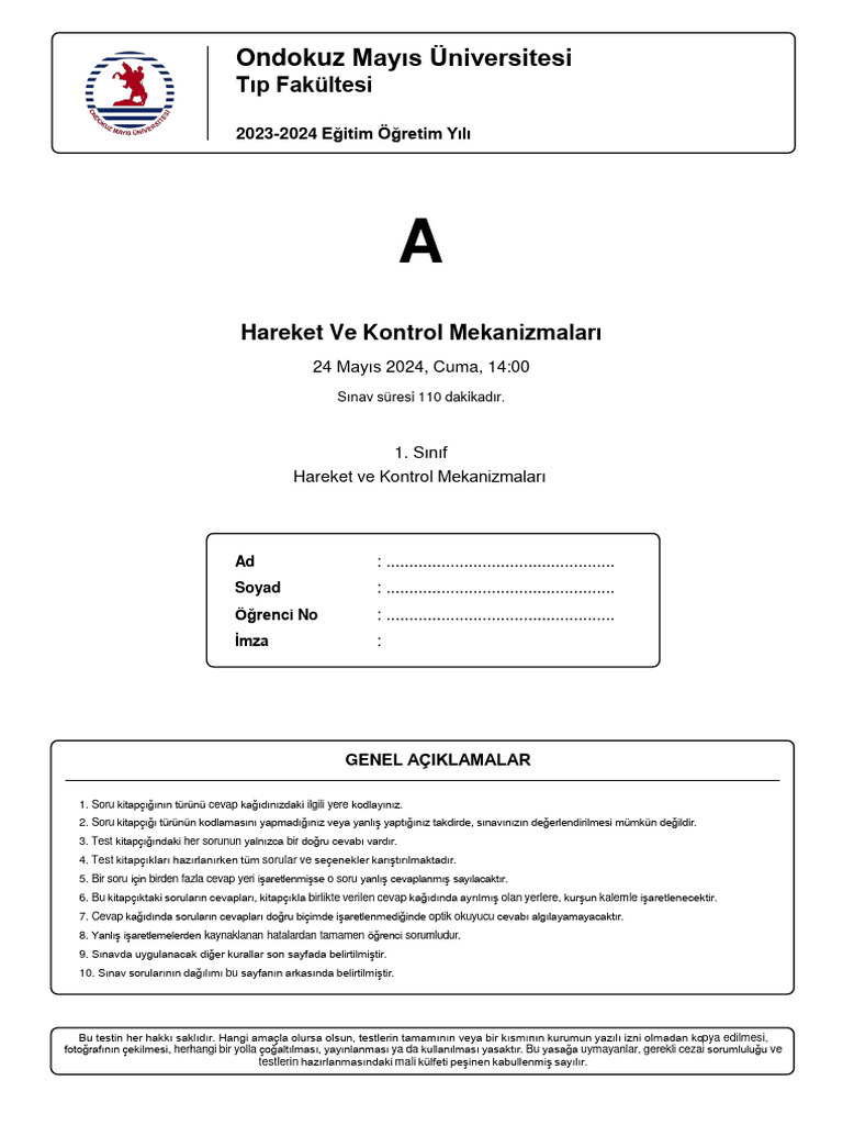 Okm Hareket Soru | PDF