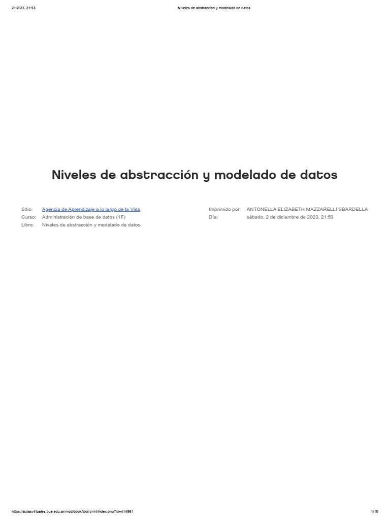 Niveles de Abstracción y Modelado de Datos | PDF | Bases de datos ...