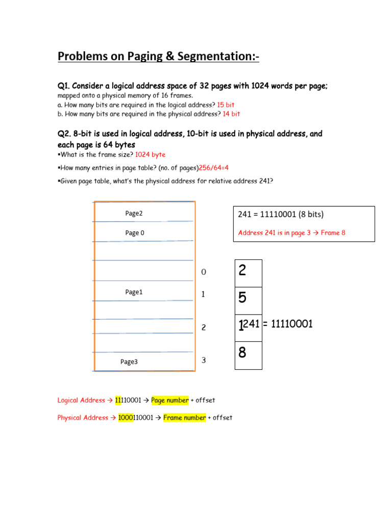 Paging and Segmentation Problems | PDF | Computer Memory | Computer Data Storage