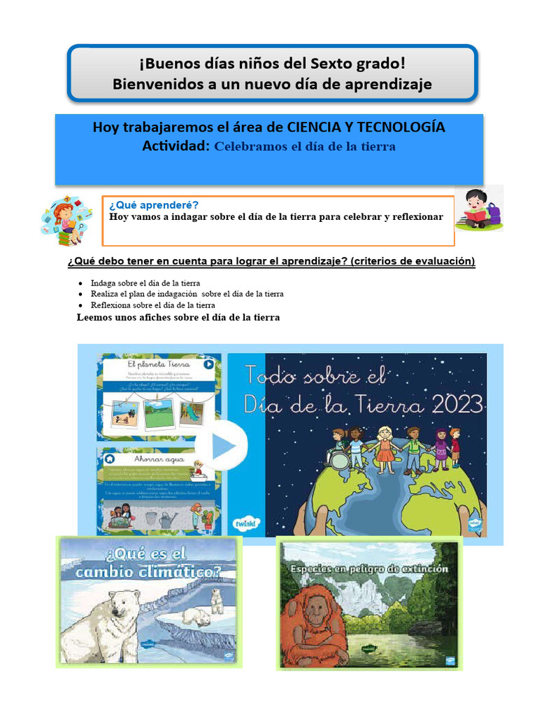 6° FICHA DIA 04 - C Y T - Celebramos El Día de La Tierra | PDF | Tierra ...