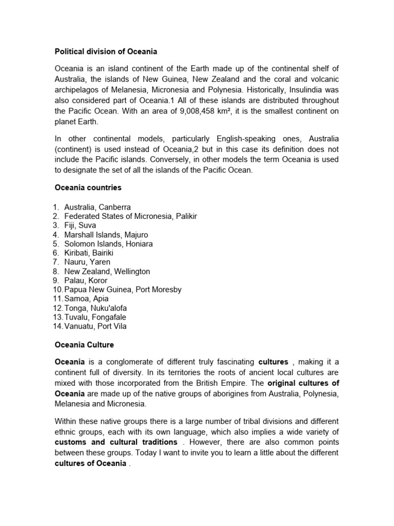 Oceania Political Division | PDF | Oceania | Polynesia
