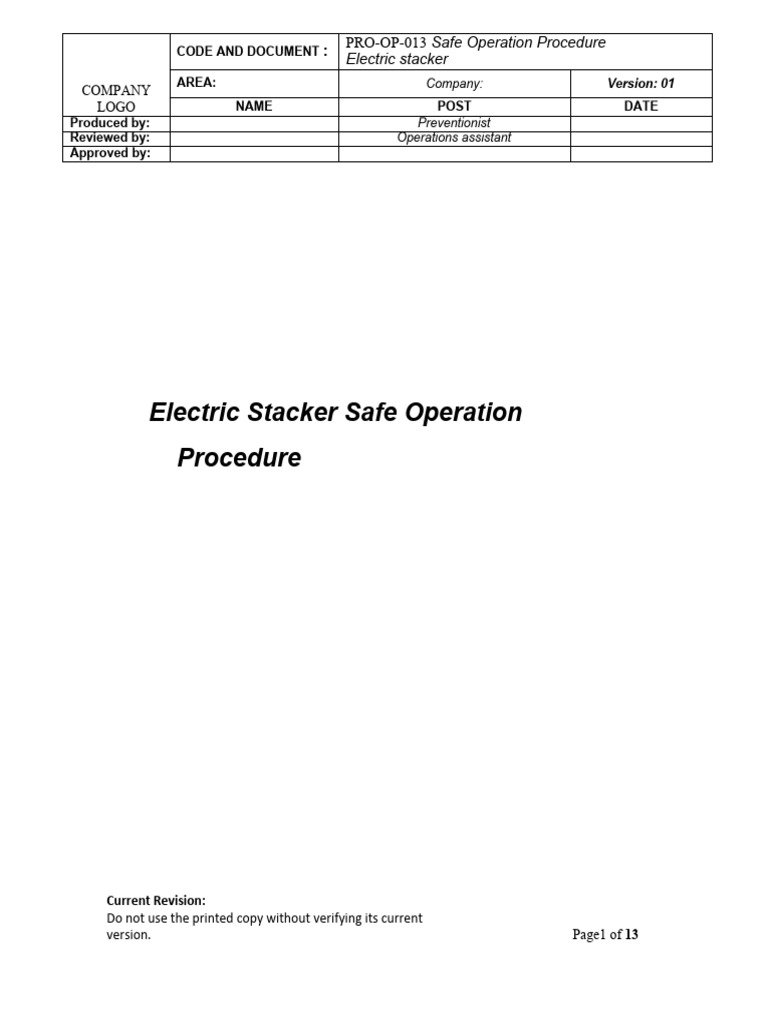 Electric Stacker Safe Operation Guide | PDF | Forklift | Crane (Machine)