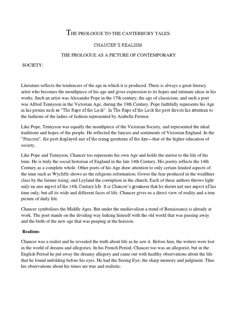 The Prologue To The Canterbury Tales | PDF | The Canterbury Tales ...