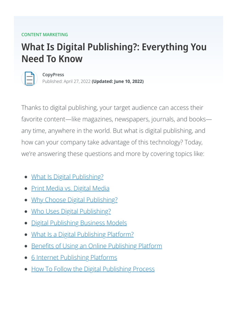 What Is Digital Publishing? - Everything You Need To Know | PDF