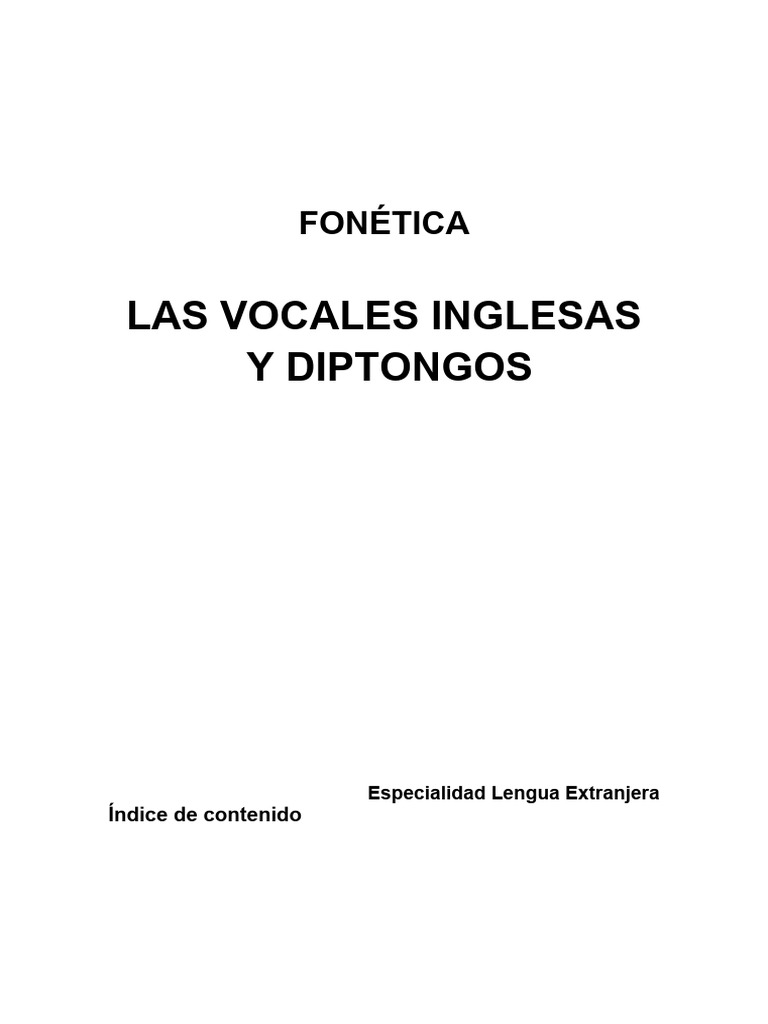 Vocales y Diptongos en Inglés | PDF | Vocal | Idioma en Inglés