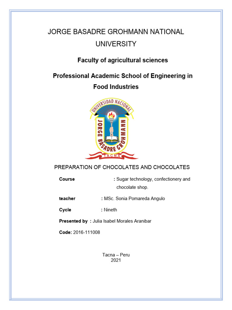 Preparation of Chocolates | PDF | Chocolate | Cocoa Bean