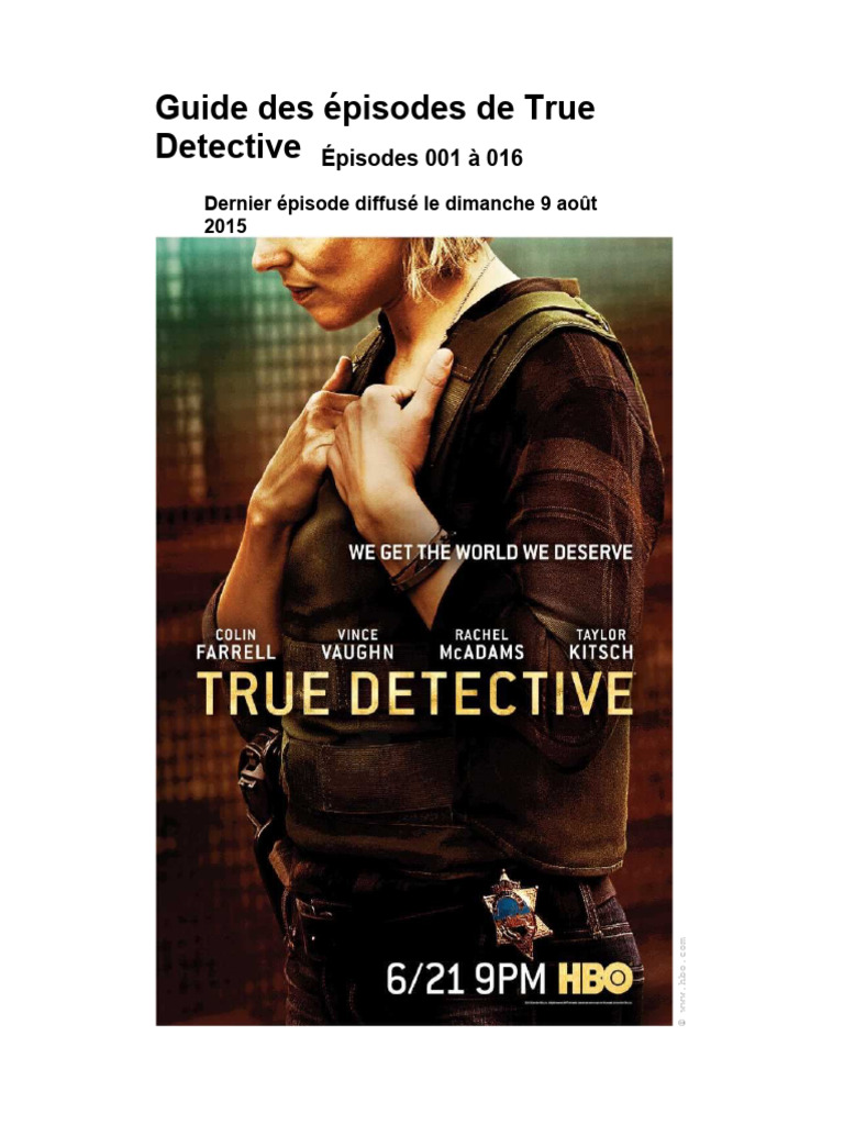 Guide des épisodes de True Detective | PDF