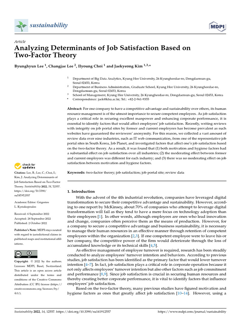 Analyzing Determinants of Job Satisfaction Based On Two 2ru2slx6 ...