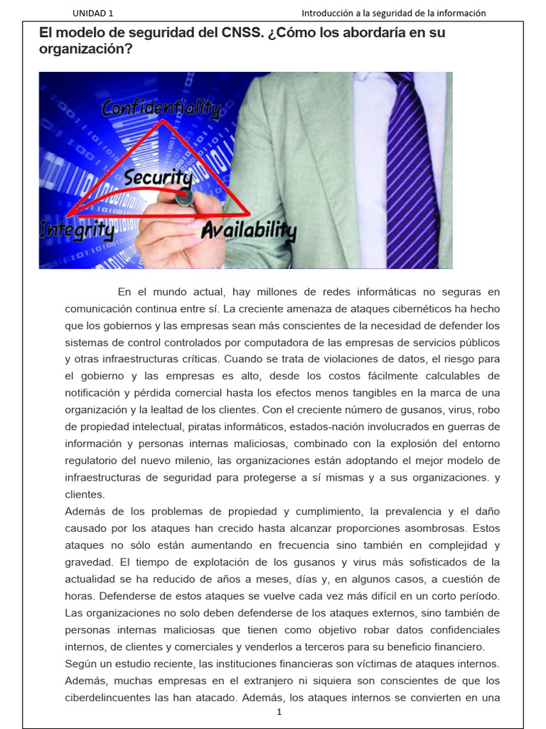 El Modelo de Seguridad Del CNSS | PDF | La seguridad informática ...
