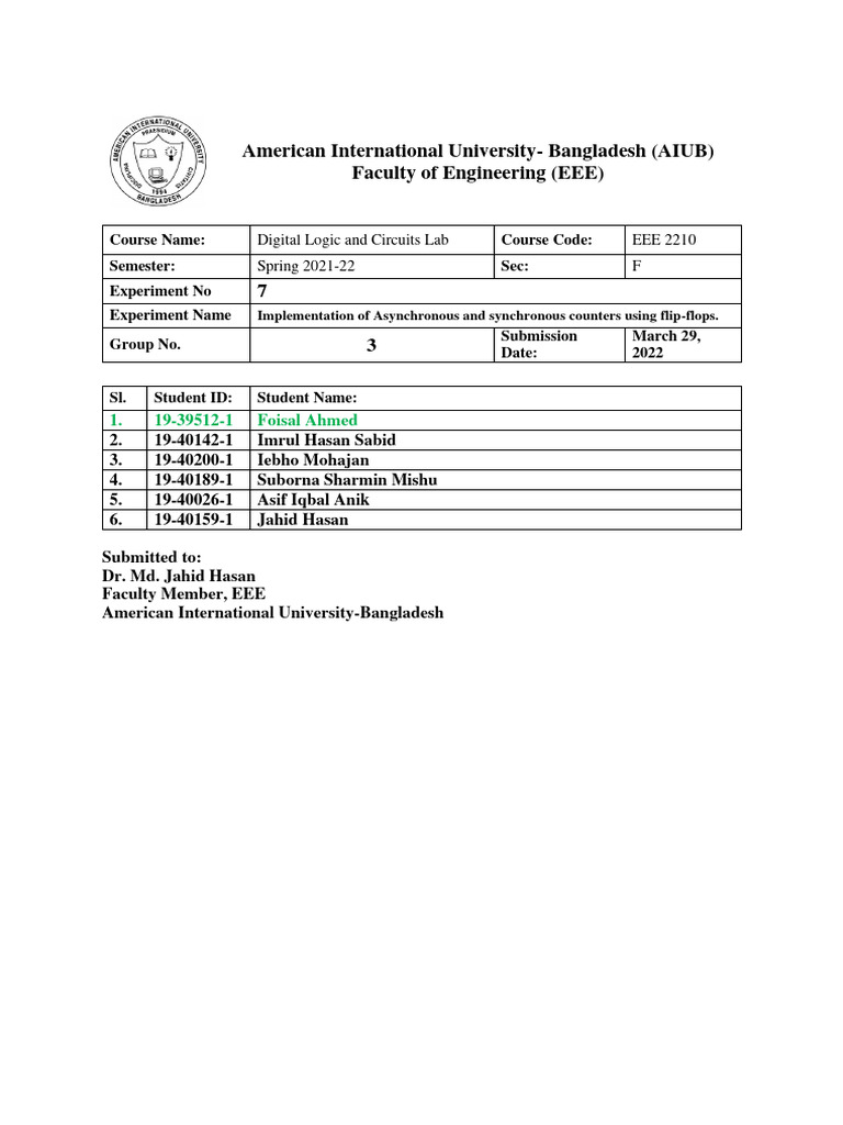 DLC Lab Report 7 Group 3 | PDF | Digital Electronics | Electronic Design