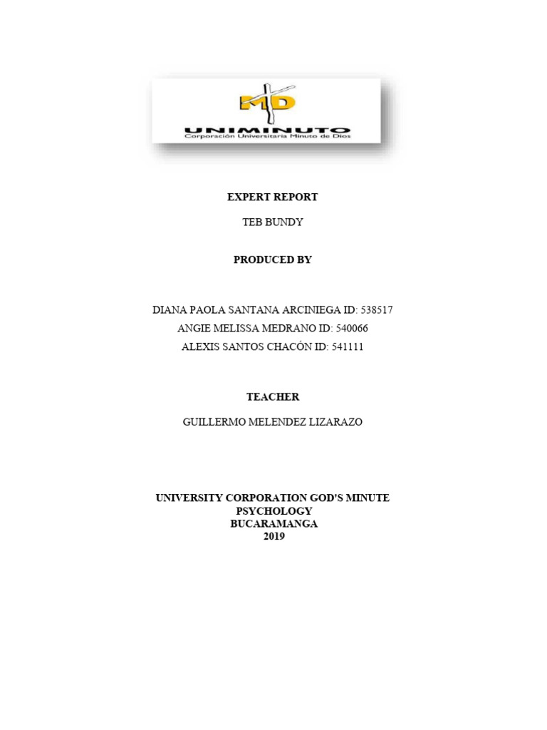 Forensic Psychological Report on Ted Bundy | PDF | Psychopathy | Mental ...