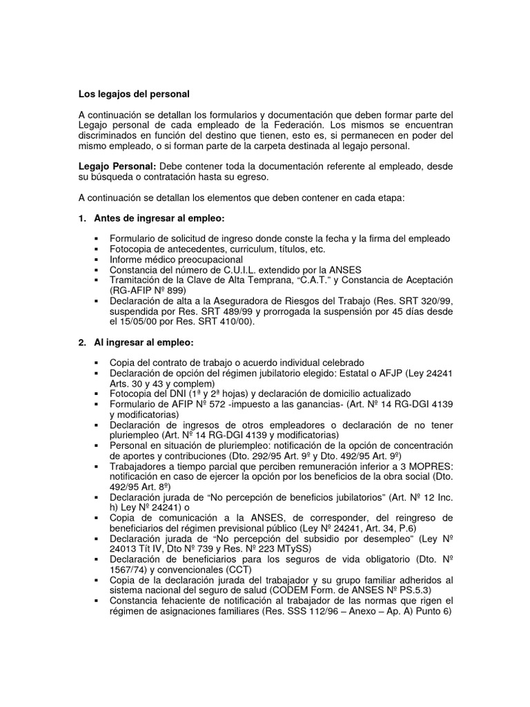 Documentación Laboral Esencial | PDF