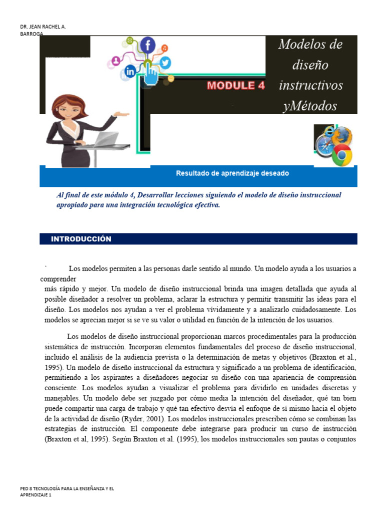 Módulo 4 Modelos y Métodos de Diseño Instruccional | PDF | Modificación de comportamiento ...