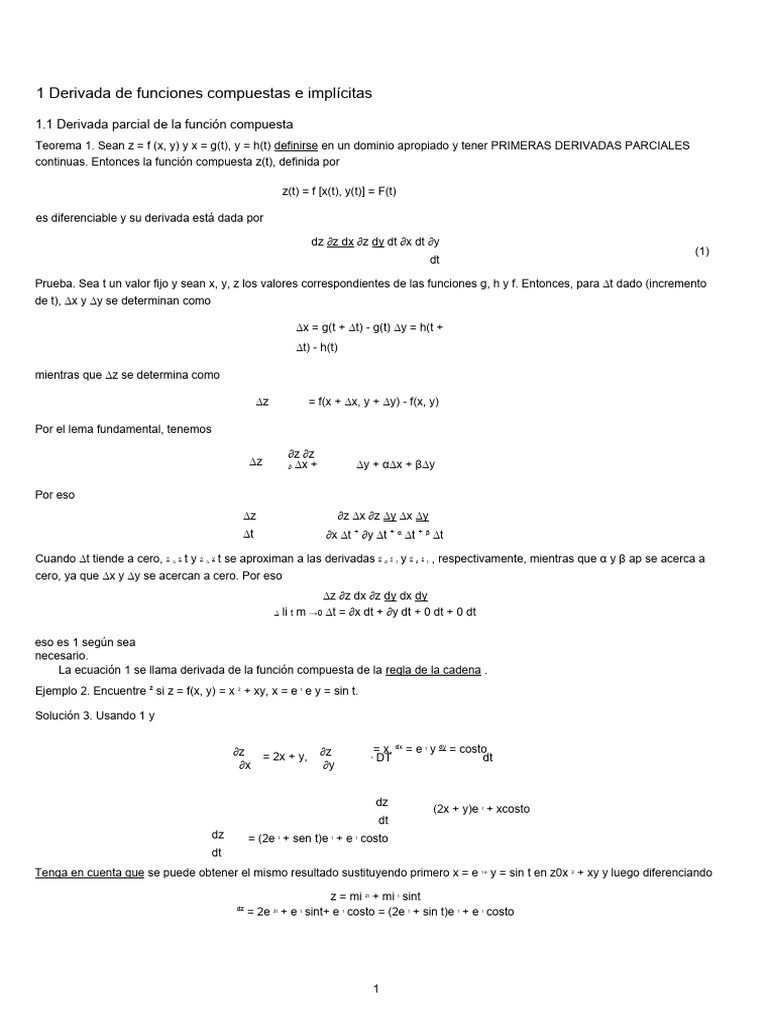 Derivadas de Funciones Compuestas y Regla de la Cadena | PDF | Derivado ...