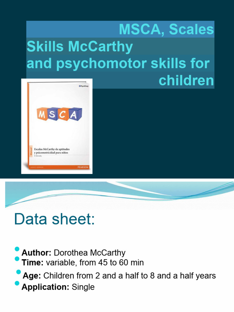 MSCA McCarthy Scales of Aptitudes and Psychomotor Skills | PDF | Memory ...