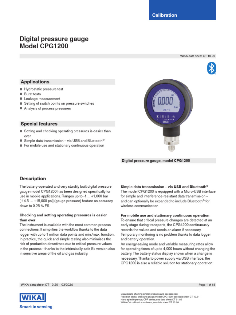 CPG1200 | PDF | Pascal (Unit) | Calibration