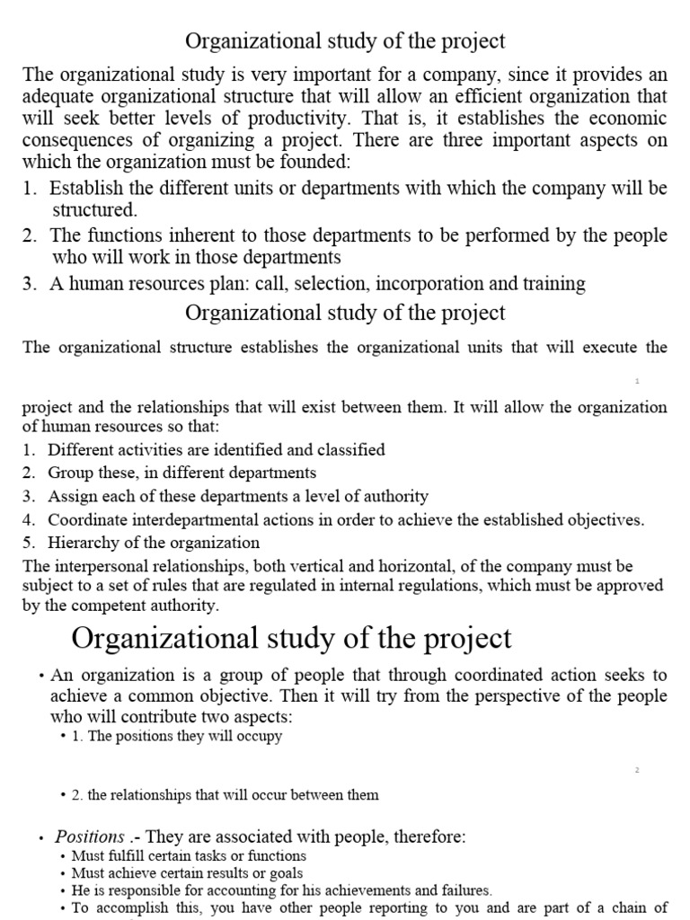 Project Organizational Study | PDF | Human Resources | Organizational ...