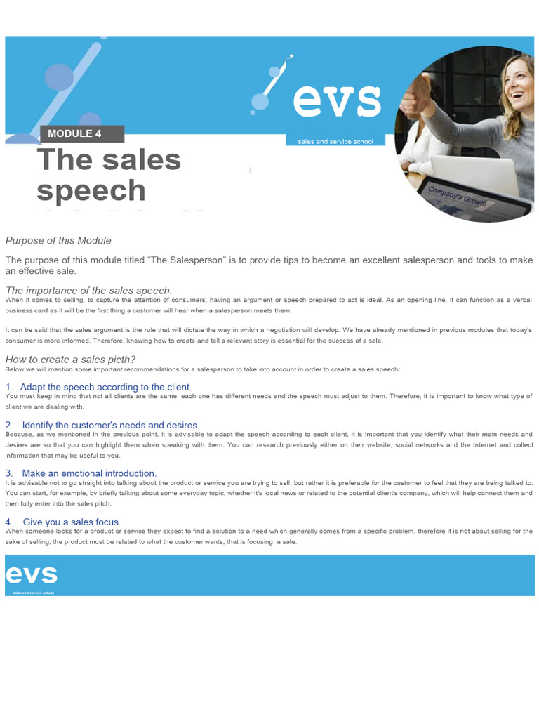 The Sales Speech | PDF | Sales | Customer