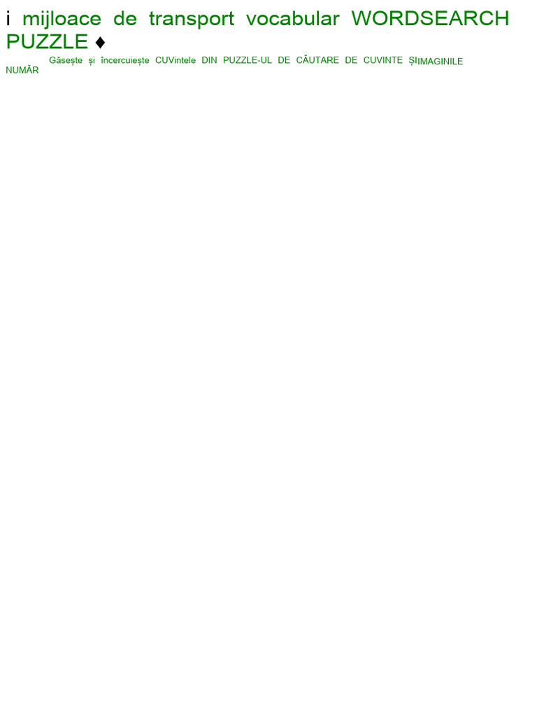 Mijloace de Transport Căutare de Cuvinte Fișa de Lucru Vocabular Puzzle ...